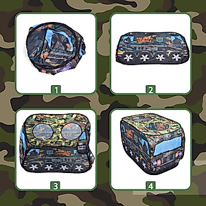 FUN LITTLE TOYS Military Pop Up Play Tent with Army Costume, Children Play Tent for Indoor & Outdoor