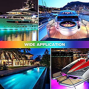 HUSUKU RS9 (2.0) RGB 4000LM Underwater Marine Light for Boat, 6.7 Inch, 45LED DC 12V, 316 Stainless Steel, IP68, Color Change LED Boat Light for Yacht Boat Transom Fishing Dock Pontoon