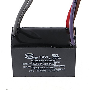 ANG-puneng 2Pcs CBB61 Ceiling Fan Capacitor Electrical Power Relay Connecting Capacitor 4.5uf+6uf+5uf 5 Wire 250V