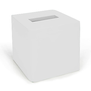 Kassatex Lacca White Open-Top Plastic Trash Basket