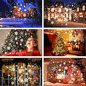 Christmas Projector Lights Outdoor,Upgraded Dynamic Holiday Snowflake Lights Projector,IP65 Waterproof White Snow LED Snowfall Projector Lights for Halloween Party Home Garden Decoration-2 Sets