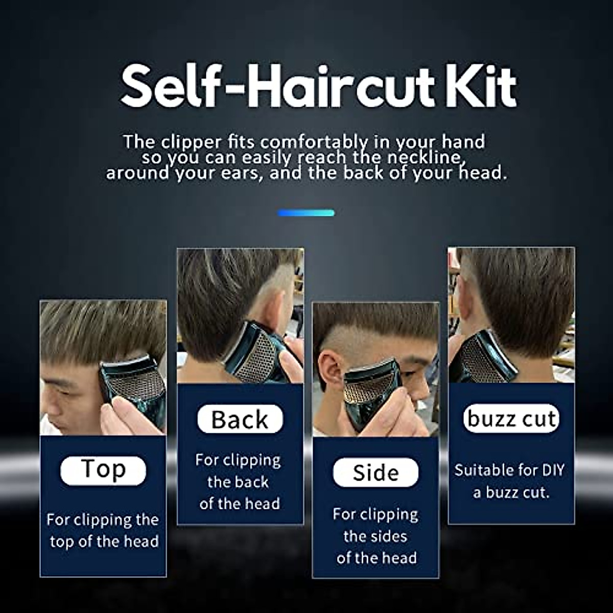 Shortcut Self-Haircut Kit for Men, Head Shavers, Quickcut Hair Clippers, Cordless Electric Trimmer, Buzz Cut Razor, Home Hair Cutting Machine, by Sceafunny