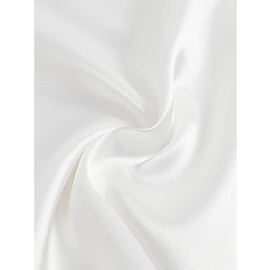 WDIRARA Women's Silk Satin Pajama Set 4 Pieces Soft Bride Sleepwear Loungewear White M