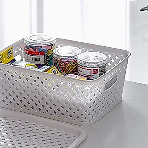 Bekith 9 Pack Plastic Storage Basket, Woven Basket Bins Organizer, 9.75-Inch x 7.5-Inch x 4-Inch