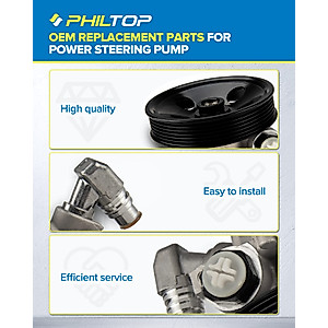 PHILTOP 21-5294 Power Steering Pump Fit For ML320 1998-2003 3.2L, ML430 1999-2001 4.3L, ML55 AMG 2000-2003 5.5L Power Steering Pump with Pulley