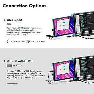 New Mobile Pixels Duex Lite Portable Monitor for Laptops (2023 Upgraded), 12.5" Full HD IPS Laptop Screen Extender, USB C/HDMI Powered Plug and Play,Windows/Mac/Android/Switch Compatible (Sky Blue)
