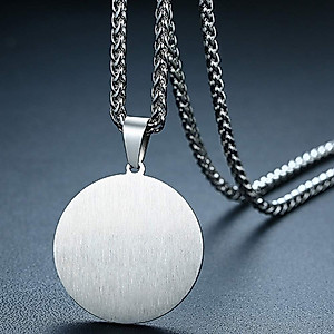 Jude Jewelers Stainless Steel Round Shape Muslim Islamic Religious Pendant Necklace (Silver)