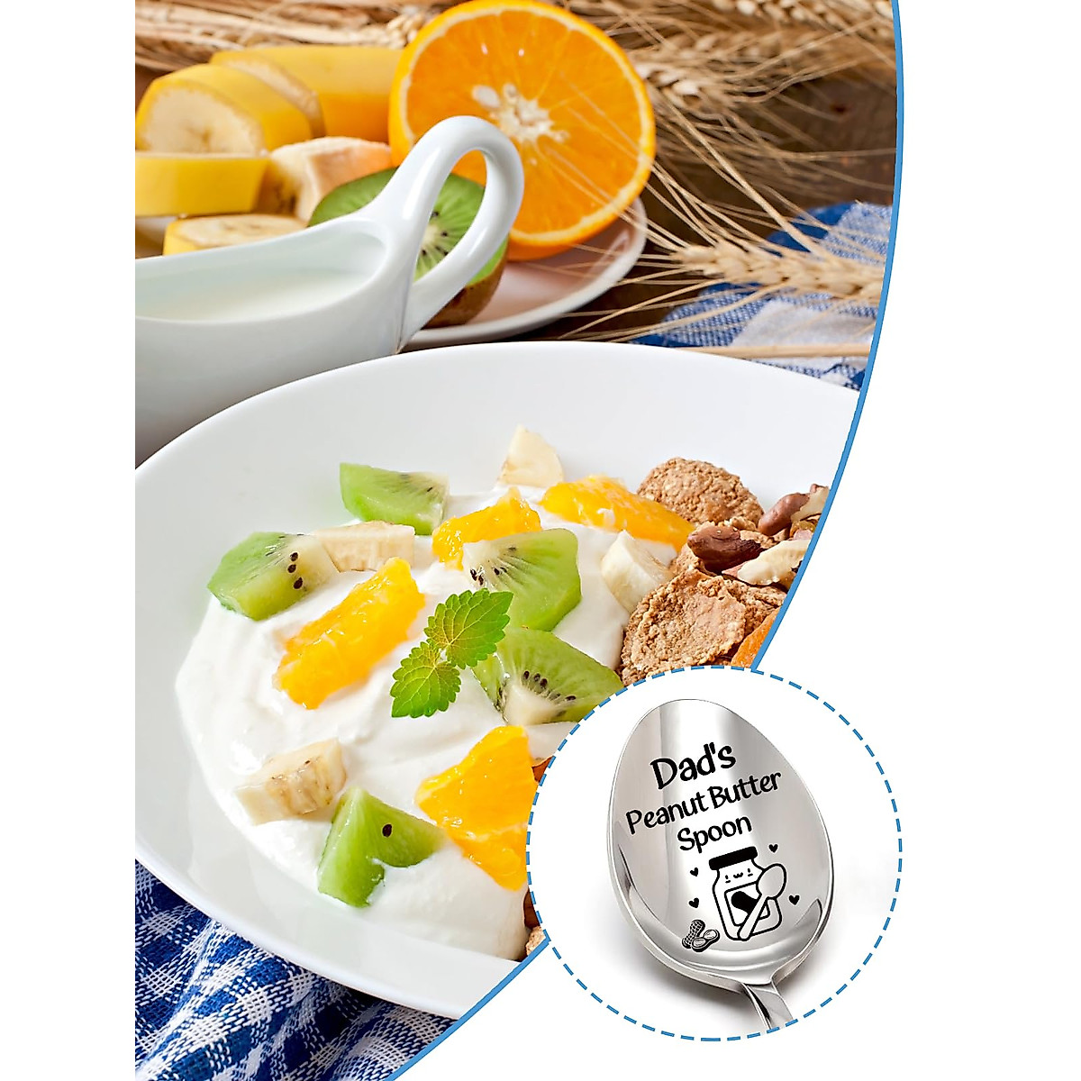 Advivio Dad's Peanut Butter Spoon - Funny Engraved Stainless Steel Peanut Butter Spoons Dessert Spoon Peanut Butter Lovers Gifts, for Dad Dady Father Grandpa Men Birthday Christmas Father's Day Gifts