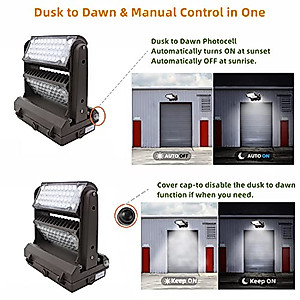 Rotatable LED Wall Pack Light with Dusk to Dawn Photocell, 100W 13000LM 600-800W HPS/HID Equiv., 5000K Daylight ETL Commercial Outdoor Security Lighting for Warehouse, Entrance, Parking, Garage