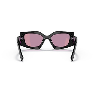 Prada PR 15YS 1AB07Q Black Plastic Irregular Sunglasses Purple Mirror Lens