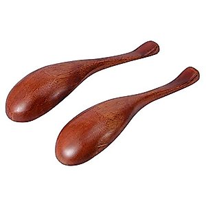 2pcs Household Wooden Soup Short Handle Spoon Dinner Tableware Cutlery Kitchen Accessory