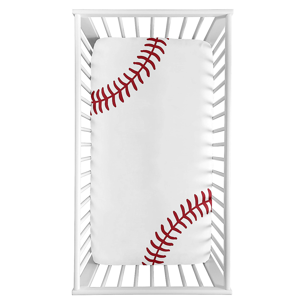 Sweet Jojo Designs Baseball Boy Fitted Crib Sheet Baby or Toddler Bed Nursery Photo Op - Red and White Americana Sports