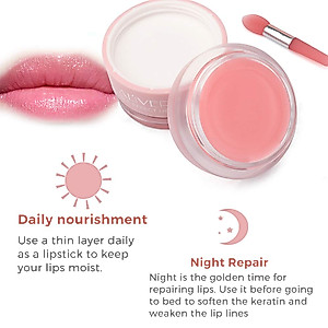 Lip Scrub, Double Effect Lip Sleeping Mask, Chapped Lip Treatment, Strawberry Overnight Moisturizing Repairing Lips Mask, Sleeping Lip Balm, Peeling Lip Primer (Strawberry)