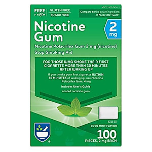 Rite Aid Nicotine Gum, Cool Mint Flavor, 2 mg - 100 Count | Quit Smoking Aid | Nicotine Replacement Gum | Stop Smoking Aids That Work | Chewing Gum to Help You Quit Smoking | Coated Nicotine Gum