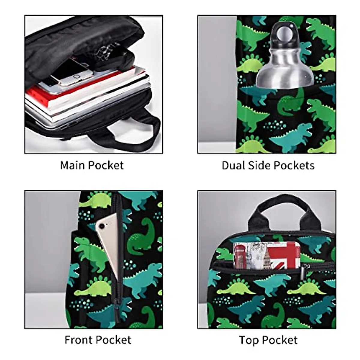 NFGSE Lightweight Mini Backpack, Childish Dinosaur Elegant Durable Travelling Computer Bag Casual Daypacks College Shoulder Bag for Men Women, Fits Up to 12/14 Inch Laptop