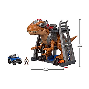 Fisher-Price Imaginext Jurassic World Dinosaur Toy, T. rex with Lights & Owen Grady Figure, Preschool Kids Ages 3+ Years (Amazon Exclusive)
