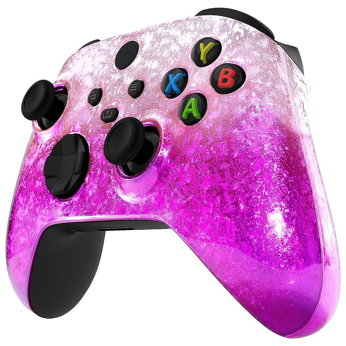 eXtremeRate Side Rails Grips Shell for Xbox Core Wireless Controller, Ice Flake Magenta Replacement Part Front Housing Cover Handles Faceplate for Xbox Series X & S Controller [Controller Excluded]