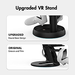 AMVR Stand Holder for Oculus Quest 2/HTC/PSVR2/Pico 4 - Universal VR Headset Display Dock with 2 Touch Controllers Hanger Station, Stable Bracket Storage Round Base, Mount Install Easy