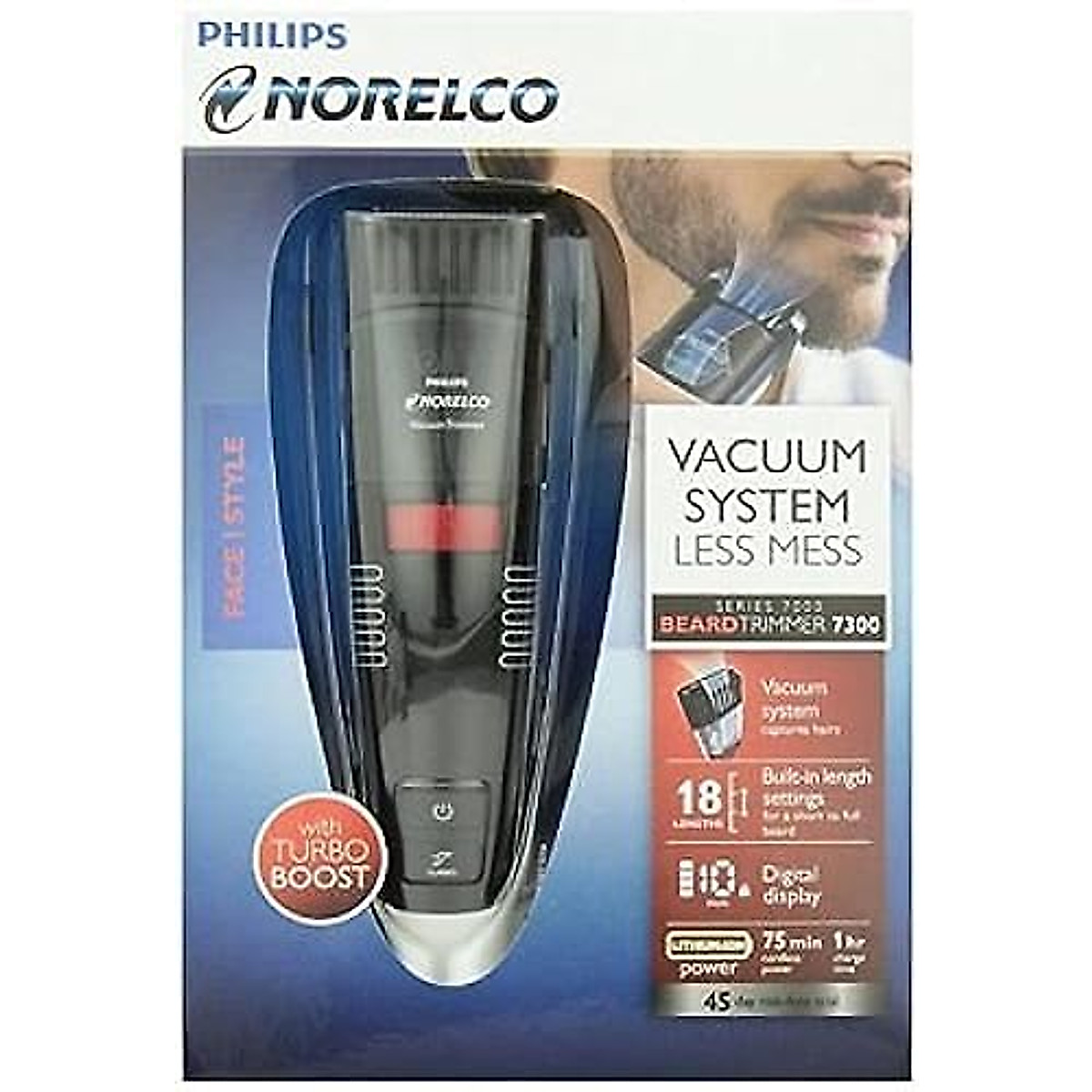 Philips Norelco BeardTrimmer 7300, vacuum trimmer with adjustable length settings (Model # QT4070/41)