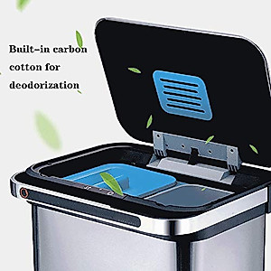 CXDTBH Garbage Sorting Trash Can Household Smart Trash Can with Lid Stainless Steel Kitchen Motion Induction Trash Can Trash Can for Bedroom (Size : 9l)