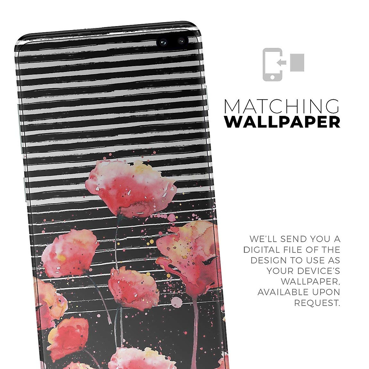 DesignSkinz Karamfila Watercolo Poppies V7 Protective Vinyl Decal Wrap Skin Cover Compatible with The Samsung Galaxy S20 (Screen Trim & Back Glass Skin)