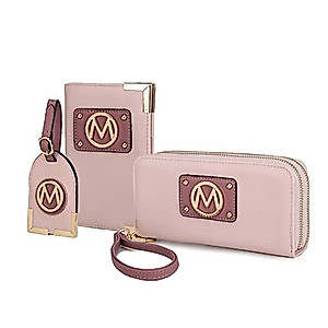 MKF Collection Women's Travel Gift 3 Piece Set - Wristlet Wallet -Passport Holder - Luggage Name Hang Tag