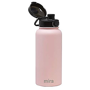 MIRA 32 oz Stainless Steel Water Bottle - Hydro Vacuum Insulated Metal Thermos Flask Keeps Cold for 24 Hours, Hot for 12 Hours - BPA-Free One Touch Spout Lid Cap - Rose Pink
