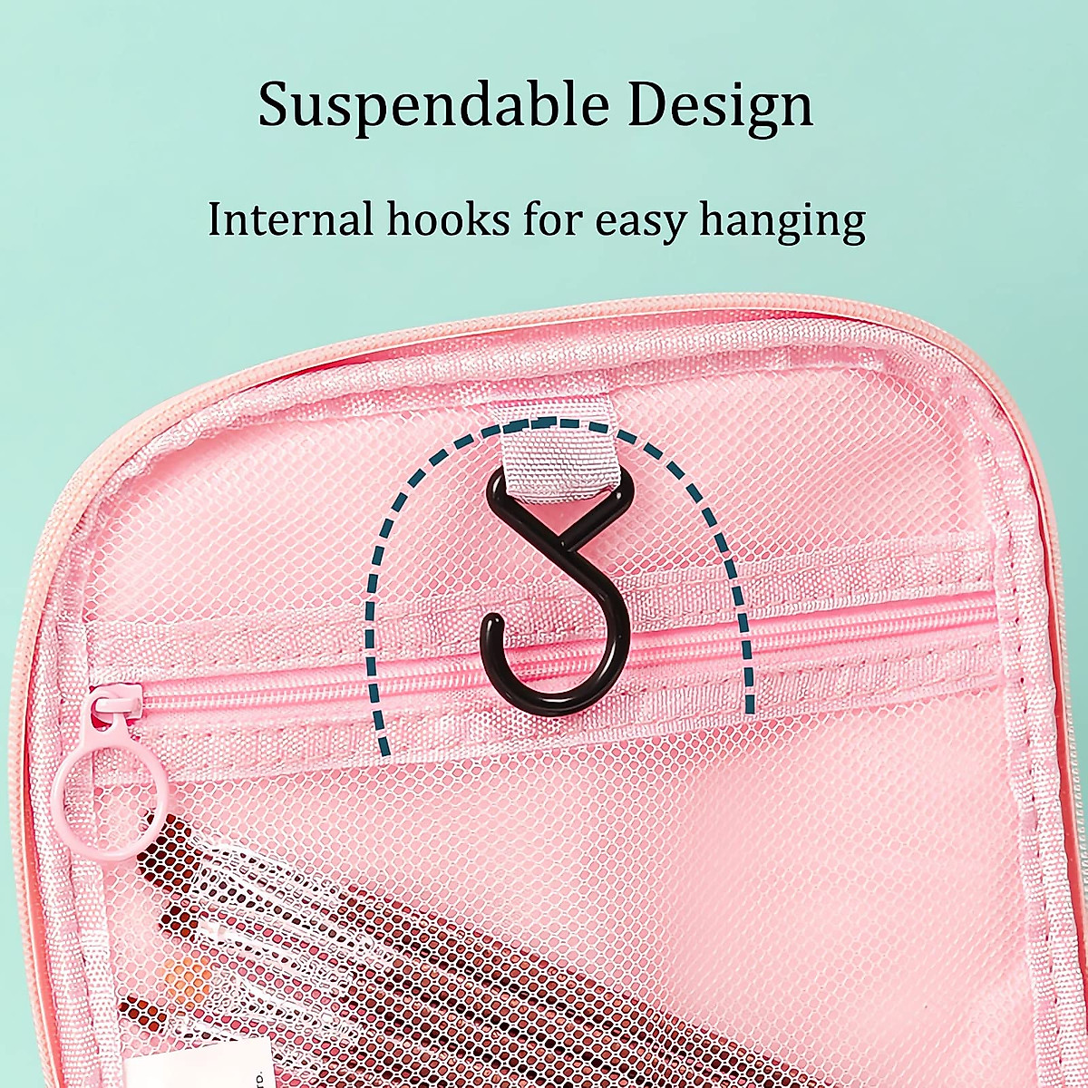 WIEEZN Cute Toiletry Bag for Women Girls, PU Leather Translucent Waterproof Makeup Cosmetic Bag, Travel Makeup Bag Organizer