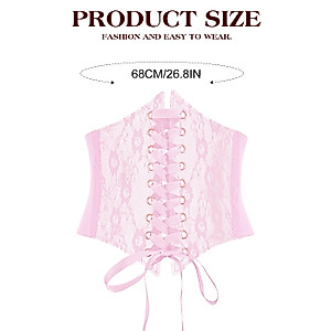 Asooll Fashion Elastic Corset Belt Wide Lace Waist Belt Party Club Prom Clothing Waist Corset for Women and Girls(Pink)