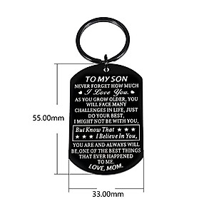 Valentines Day Gifts for Kids Gifts for Son Gifts for Teenage Boys Son Gifts from Mom Inspirational Gifts for Teen Stepson 16th 18th 21st Birthday Graduation Gifts Black Keychain for Adopted Son