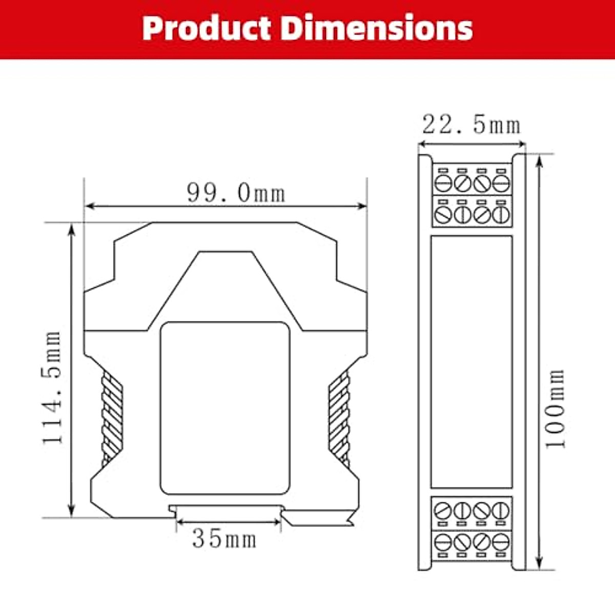 DC Conditioner, DC 24V DC Current Isolator Transmitter 4-20mA PLC Detect Conditioner(1 in 2 Out, 4-20mA to 4-20mA)