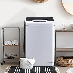 Outspurge Full Automatic Washer Machine,Portable Washing Machine for Household Use,1.04 Cu.Ft.Laundry Washer Spin with 10 Wash Programs& LED Display& Built-in Drain Pump,Ideal for RV,Camping,Apartment