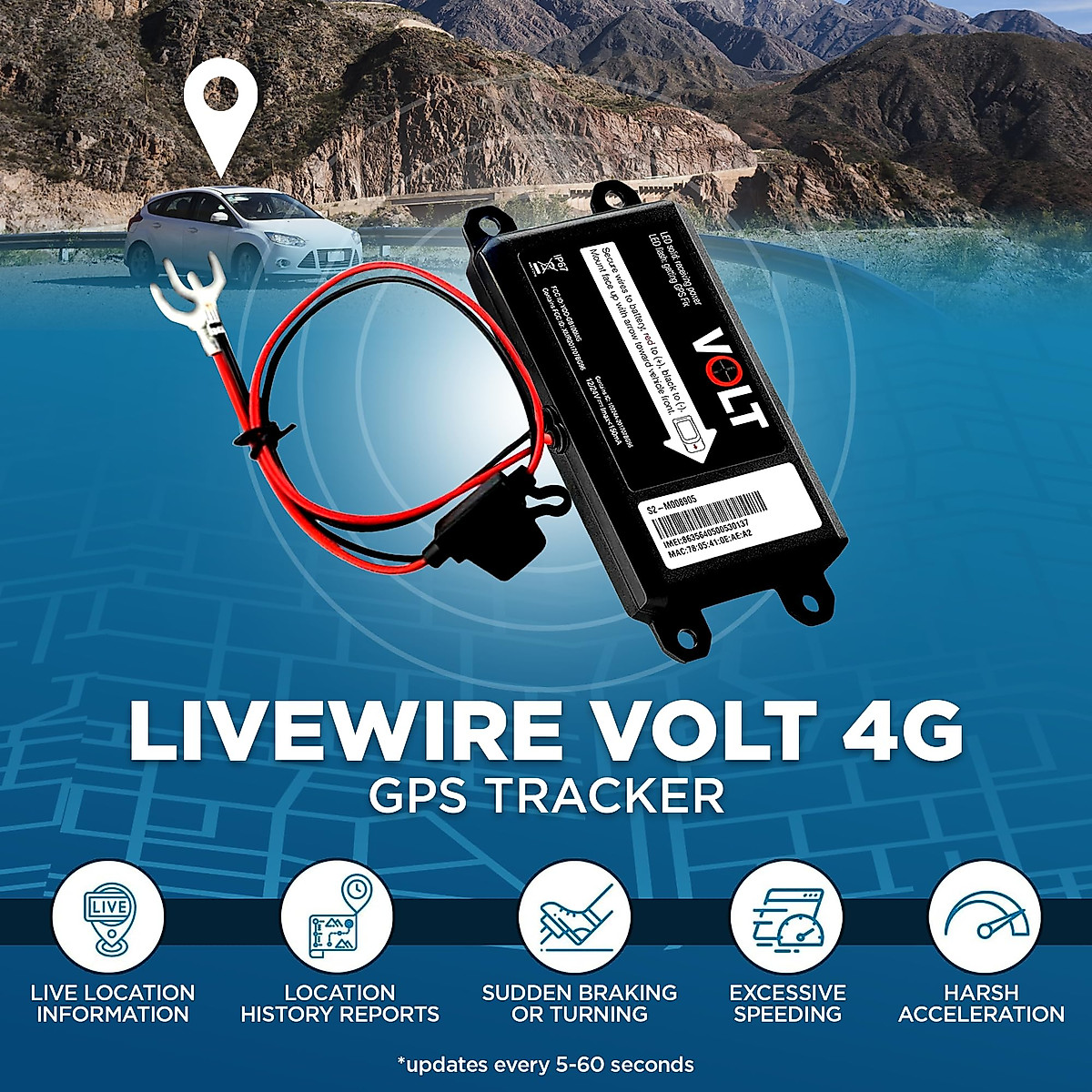 Lightning GPS Easy Wired 4G Vehicle GPS Tracker – Hardwired Hidden Tracking Device, Waterproof, Covert, Real-Time Fleet Security for Cars, Trucks, Motorcycles & Vehicles - Subscription Required