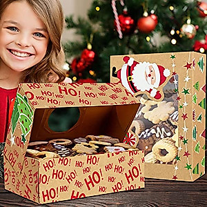 party funny 12 Christmas Cookie Boxes -Large Holiday Bakery Food Container for Gift Giving with 80 Count Christmas Foil Gift Stickers