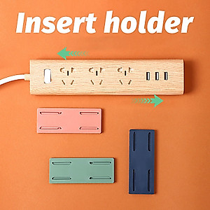 12 Pack Self-Adhesive Desktop Socket Fixer, Adhesive Punch Free Socket Holder Cable Management Punch Free Surge Protector, Desktop Mountable Plug-in Socket Fixer Bracket Stand (12pc-e)