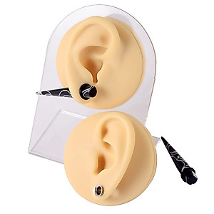 CHUANCI 1pc-2pcs Soft Silicone Fresh Color Flexible Model Ear Displays for Acupuncture Human Model Simulation for Ear Taper Ear Gauge Display Teaching Tool (One Pair Left+Right with Display)