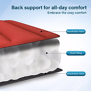 MFSTUDIO Padded Zero Gravity Recliner Chair Set of 2, Folding Patio Lounge Chair w/Adjustable Pillows & Cup Holder for Poolside Backyard, Support 350lbs(Red)