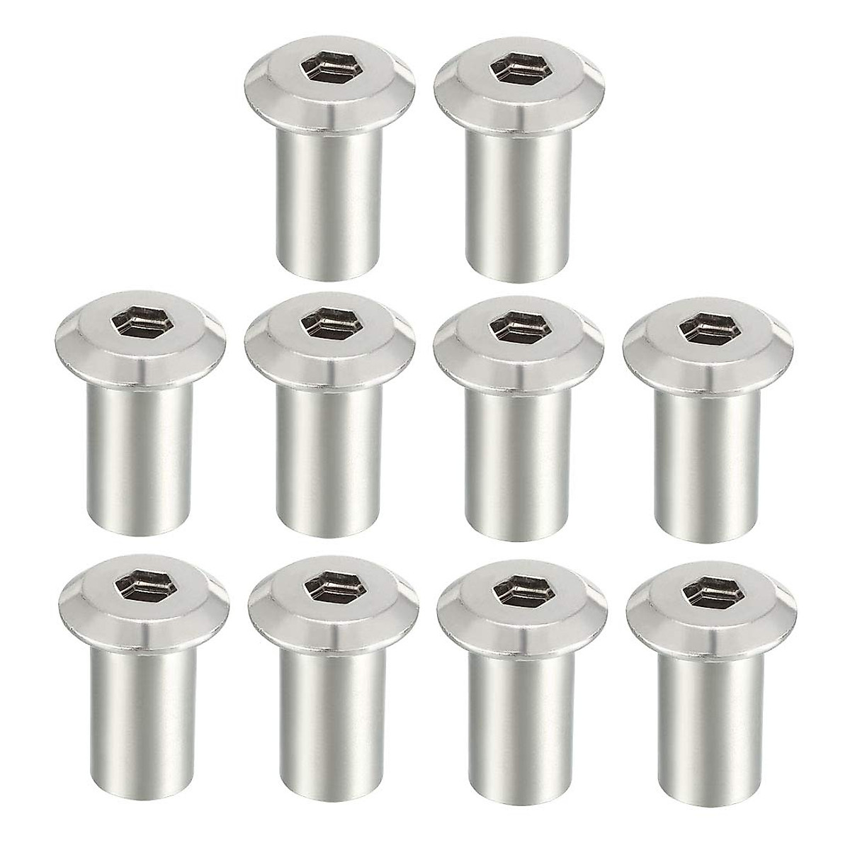 uxcell M10x21mm Hex Socket Head Insert Nut Screw Post Sleeve Nut for Furniture 10pcs