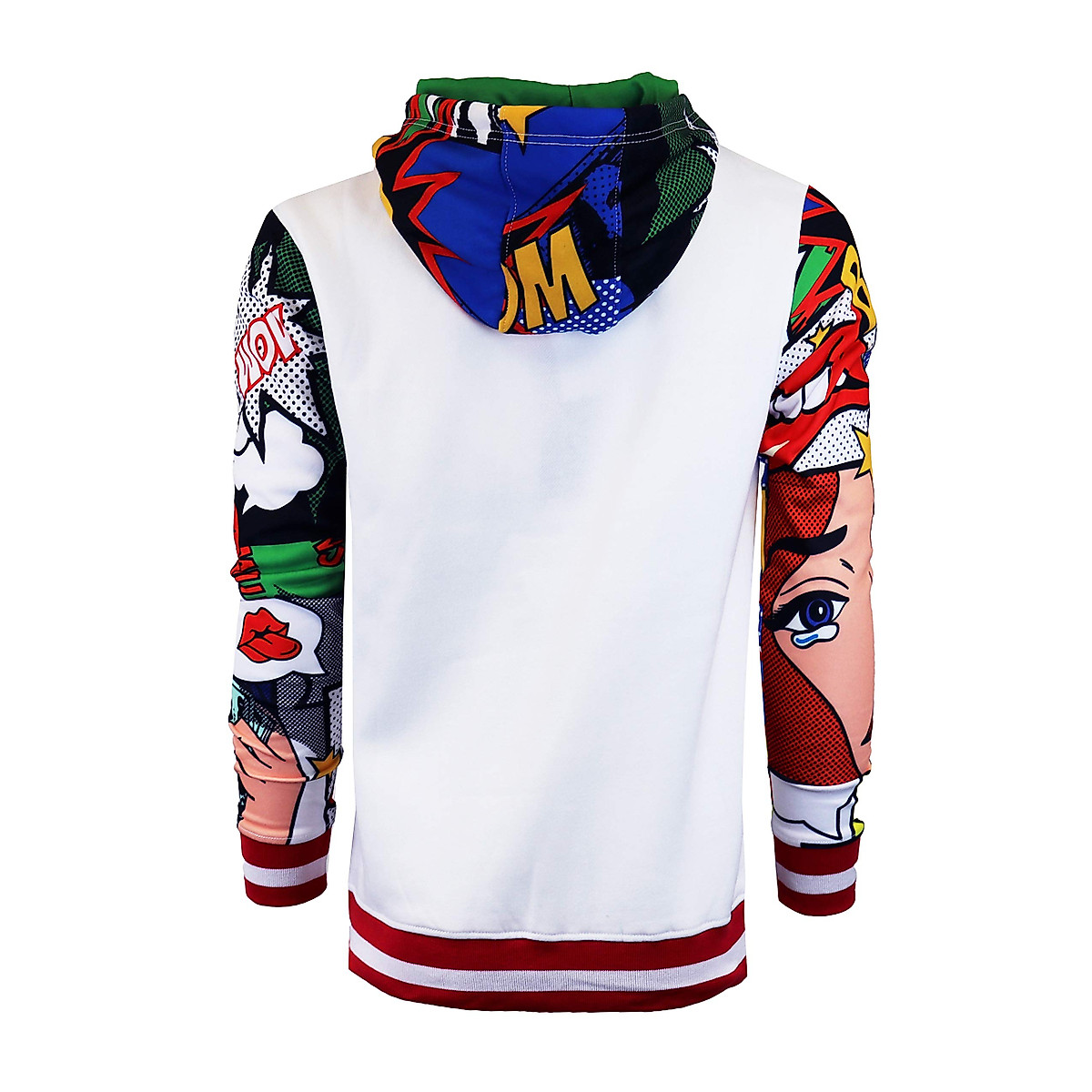 SCREENSHOT-H11062 Mens Urban Hip Hop Premium Fleece Hoodie - Pullover Streetwear Pop Art Patch & Print Fashion Hooded Sweatshirt-White-Small