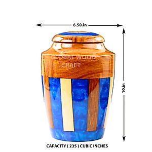 Mix Wood with Resin Urn | Beautiful Unique Design ASH | Cremation Urns Male & Female Ashes - Adult Pet - Premium Quality Large Urn | Human Ashes for Urn