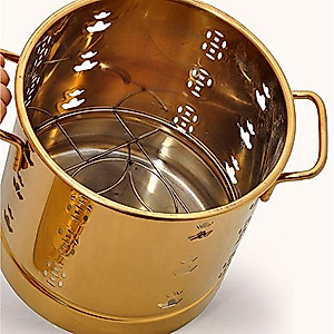 QILIN Stainless Steel Incinerator, Portable Burning Barrel, Used in Gardens, Terraces, Indoors, can Incinerate Waste, Garbage, Paper, Leaves, 5 Sizes, Gold