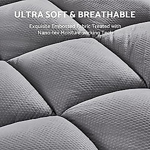 SLEEP ZONE Extra Thick Twin Mattress Topper Plush and Supportive for Back Pain, Breathable Embossed Mattress Pad Cover, Down Alternative Soft Bed Topper with Elastic Fitted Deep Pocket