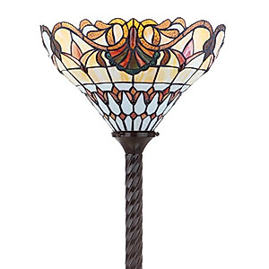 JONATHAN Y JYL8003A Davis Tiffany-Style 70" Torchiere LED Floor Lamp, Tiffany, Traditional, Foot-Step Switch, Office, Living Room, Family Room, Dining Room, Bedroom, Hallway, Foyer, Bronze