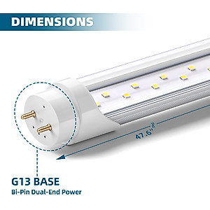 Barrina 4FT LED Ballast Bypass Bulbs, Dual-End Powered G13 24W, T8 LED Bulbs 4 Foot, 6000K Cool Daylight 3200LM, T8 T10 t12 LED Replacement for Fluorescent Tubes, Clear Cover, ETL Listed, 16 Packs