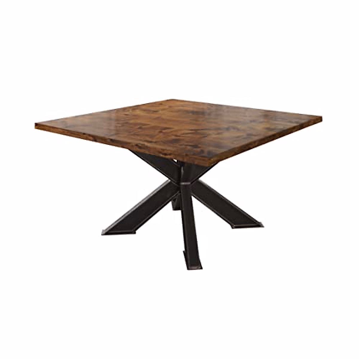JAMES + JAMES Square Industrial Steel X Pedestal Table (46" x 46" Square, Tuscany Finish)
