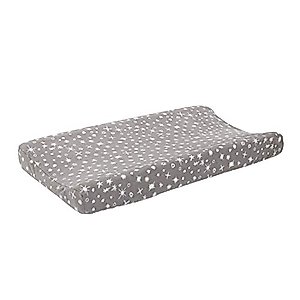 ED Ellen DeGeneres Starry Night - Soft Plush Velboa Grey, White Starburst, Encouraging Words Changing Pad Cover, Grey, White