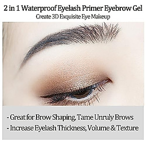 Rosarden Thrive Mascara Primer, Telescopic Waterproof Clear Mascara, Eyelash Primer Before Natural Smudge Proof Eyebrow Raincoat, Defining & Curling Topcoat, No Clumping Lash 0.0353 Ounce, 1Pack