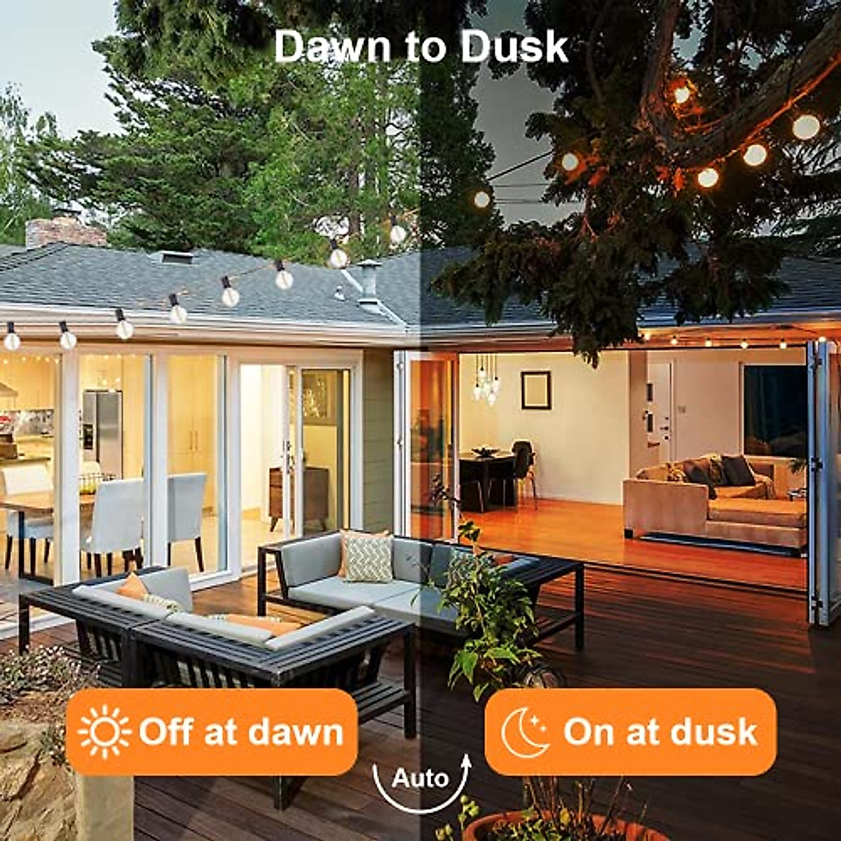 SUNTHIN Solar String Lights Outdoor, 97ft Solar Patio Lights with 48 Shatterproof G40 LED Bulbs, Waterproof Solar Powered Outdoor Lights for for Garden, Backyard, Porch, Deck, Pergola, Camping, Party