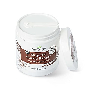 Plant Therapy Organic Cocoa Butter Raw, Unrefined USDA Certified, 16 oz Jar For Body, Face & Hair 100% Pure, Natural Moisturizer For Dry, Cracked Skin, Best for DIY Beauty Products