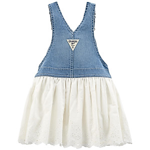 OshKosh B'Gosh Baby Girls' World's Best Dress Overalls, White Eyelet Wash, 12 Months
